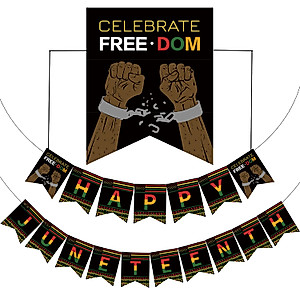 Happy Juneteenth Day Banner Party Decorations - Freedom Day Juneteenth Black Americans Independence 1865 Hanging Banner Decorations Black History Party Decorations
