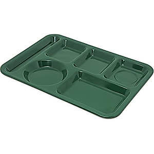 Carlisle FoodService Products Left-Hand Heavyweight 6-Compartment Melamine Tray 10" x 14" - Forest Green