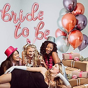 Bride To Be Letter Balloons - Big Rose Gold Bride To Be Banner In Cursive / Script Letters | Great For Bachelorette Party Decorations / Bridal Shower Decor | Bride To Be Foil Mylar Balloon