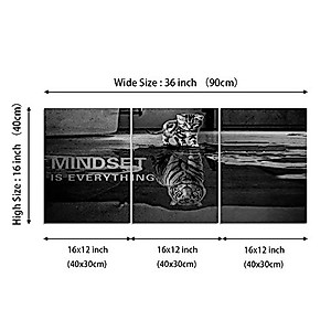 3 Panels Mindset is Everything Motivational Canvas Wall Art Inspirational Entrepreneur Quotes Poster Print Artwork Painting Picture for Framed Home Decoration Living Room office bedroom 36''W x 16''H