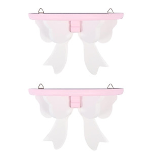 VOSAREA 2pcs Bow tie Rack Wooden Storage Shelf Wall Storage Rack Office Shelves Bookshelf for Kids DIY Floating Shelf Brackets Floating Bookshelves Bowknot Hanging Storage Rack Household