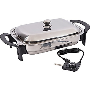 Precise Heat Stainless Steel 16-Inch Rectangular Surgical Electric Skillet