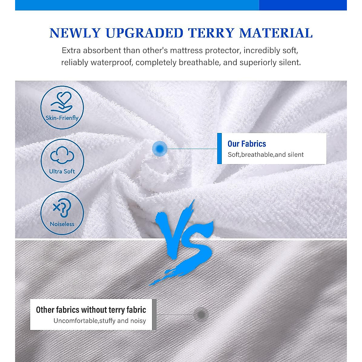 Twin XL Mattress Protector,Mattress Cover Noiseless Waterproof Soft Breathable Terry for Pets Kids Adults 39" x 80"