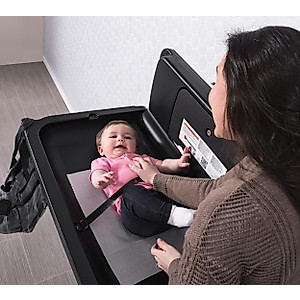 Foundations 200-EH-02 Ultra Horizontal Wall Mounted Baby Changing Station, Polyethylene with Heavy Duty Stainless Steel Hinge, Built-in Liner Dispenser, Two Bag Hooks - Black