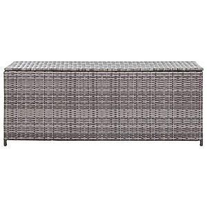 Extra Large Outdoor Storage Box Waterproof, Poly Rattan Deck Box for Patio Garden Furniture, Outdoor Cushion Storage, Pool Accessories and Toys,Gray 59.1"x19.7"x23.6"