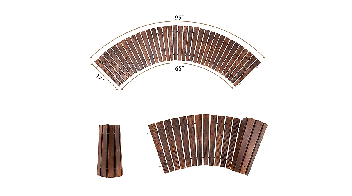 Dragosum 8FT Wooden Garden Pathway Curved Walkway for Outdoor Use