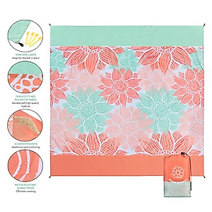 HIHOHO Beach Blanket Waterproof Sandproof Extra Large Beach Mat 79" X 83"/120"x108"for 1-8 Adults Quick Drying Durable Outdoor Picnic Mat for Beach Travel Camping Hiking