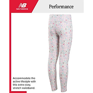 New Balance Girls' Active Leggings - 2 Pack Full Length Performance Yoga Pants (7-16), Size 14-16, Logo Grey/Black