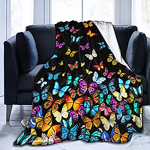 Butterfly Blanket Beautiful Butterfly Throw Blanket Ultra Soft Flannel Colorful Butterflies Blanket Gifts for Kids Adults 50"x40"
