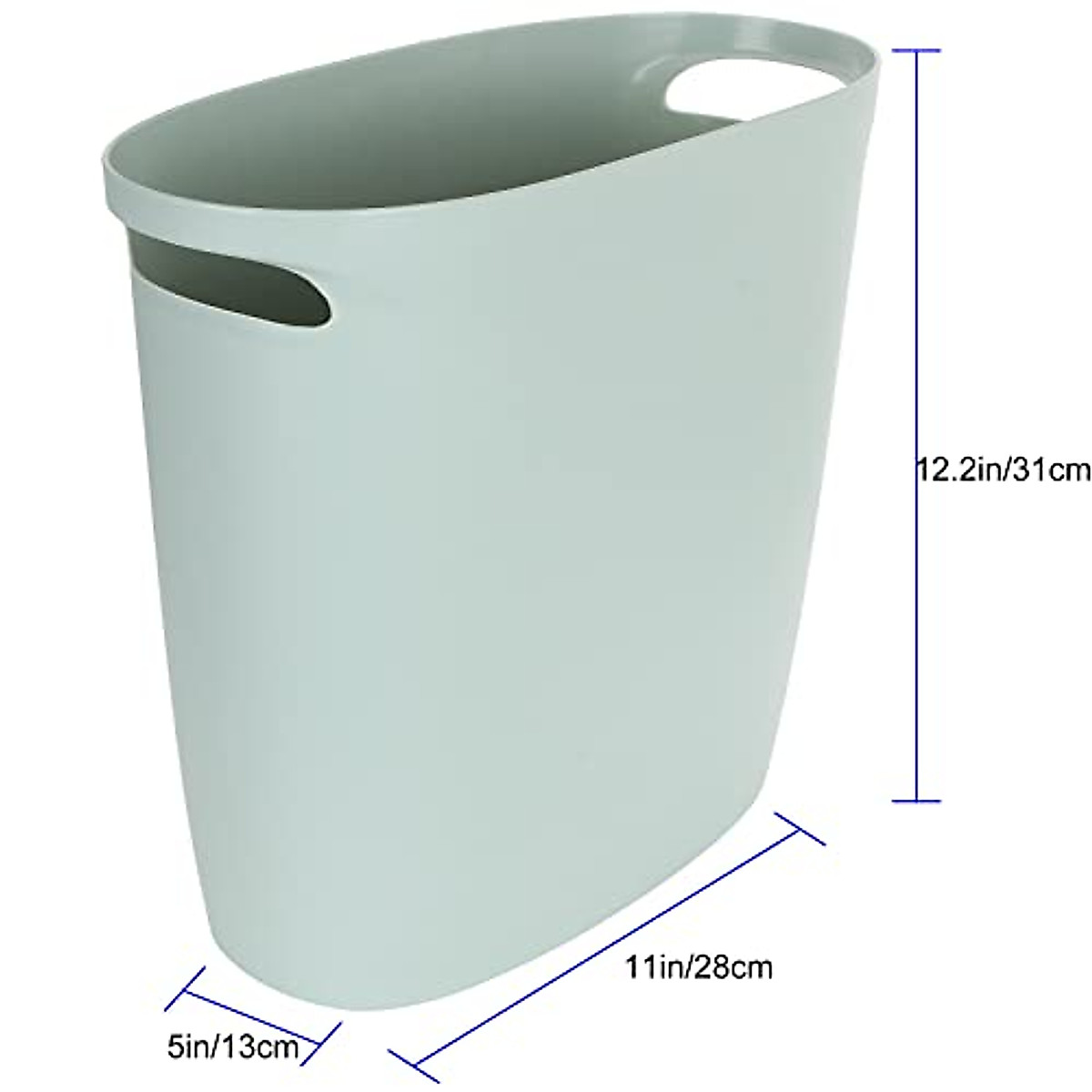 ZOEYES 3 Pack Slim Plastic Trash Can Wastebasket 3.5 Gallon Large Garbage Bin with Handles for Bathroom, Kitchen, Home Office, Dorm, Kids Room, Green