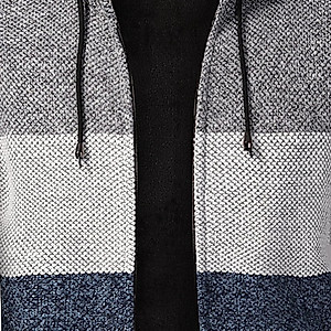 Maiyifu-GJ Men Long Sleeve Full Zip Knitted Hoodie Lightweight Patchwork Hooded Sweater Slim Fit Color Block Hoodies Cardigan (Blue,Medium)