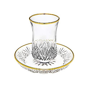 Godinger Dublin Crystal Kiddush Cup and Saucer with Gold Edge