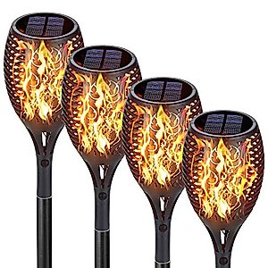 Solar Torch Light with Flickering Flame, 60 LED Solar Flame Lamp Outdoor Garden Plastic Stick Lights Waterproof Landscape Decoration Lighting Dusk to Dawn Security Light for Yard Patio Driveway (4)