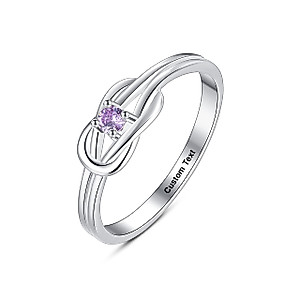 ROWAWA Infinity Ring Women's Birthstone Ring Love Knot Promise Jewelry Her Best Friend Mother's Day Gift Belt Birthstone Personalized Carving Custom Name Sterling Silver