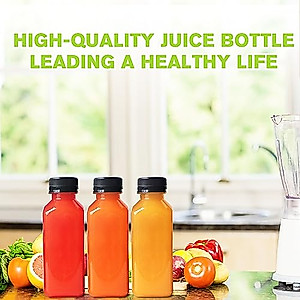 Plastic Juice Bottles with Caps 12 pcs, 12oz Reusable Juice Containers with Tamper Proof Lids Black, Clear Juice Bottles for Juicing, Milk, Smoothie, Drinking, and Other Beverages Christmas Gifts