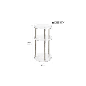 mDesign Spinning 3-Tier Lazy Susan 360 Rotating Makeup Organizer Storage Tower - Beauty Cosmetic Organization Caddy for Bathroom Vanity, Countertop, Makeup Table - Ligne Collection - Clear/Matte Black