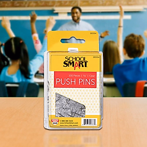 School Smart 003354 Clear Push Pin, 3/8" L (Pack of 100)