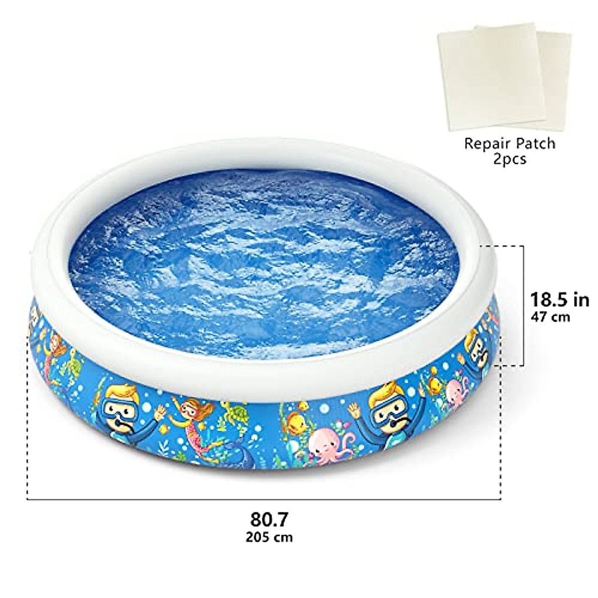 Jasonwell Inflatable Kids Kiddie Pool - Wading Pool for Toddler Durable Swimming Pool Family Above Ground Pool Summer Outside Round Pools for Children Adults Garden Backyard (80.7Wx18.5H)