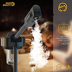 Professional Ionic Facial Steamer – Hot Mist Steam Machine for Salon Spa Home Use Aromatherapy Face Steamer for Facial with Ozone for Moisturized Skin Cleans Pores Makes Skin Fir (08A Black)