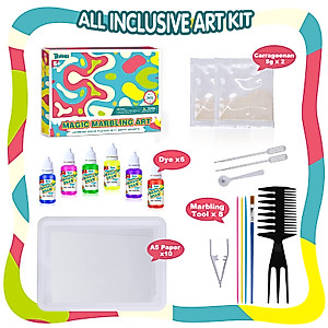 Toylogy Marbling Paint Art Kit for Kids Art and Crafts for Kids Ages 6-12 Craft Kits for Girls & Boys Gift Ideas for Kids Activities Age 4 5 6 7 8 9 10 Year Old Girls Gift