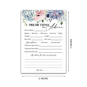 SUCCULENTS Prediction and Advice Cards - Pack of 25 - GENDER NEUTRAL Baby Shower Games, New Parents Mom & Dad to be Mommy & Daddy Message, GREENERY Couples Coed Shower Activity Keepsake Book G301-PDAV