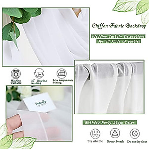 B-COOL White Sheer Backdrop Curtain 10ft by 8ft Chiffon Backdrop Drapes Panels Perfect for Romantic Wedding Decorations