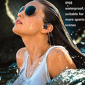 Bone Conduction Swimming Headphones IP68 Waterproof Earbuds Wireless Bluetooth 5.3 Open Ear Sport Headset Built-in Mic with 32G Memory and Night Running Lights for Running Cycling Swimming (Black)