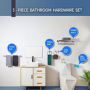 KOKOSIRI 24'' Bathroom Towel Shelf Chrome Towel Rack with Two Bath Towel Bars SUS304 Stainless Steel Wall Mounted, Polished Finish, B6003CH