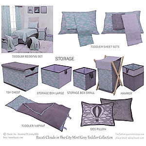 Bacati Clouds in The City Mint Clouds Crib/Toddler Bed Skirt Dust Ruffle, Mint/Grey