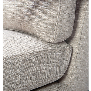 Tommy Hilfiger Russell AccentChair, Medium-Soft Pillow Back, Mid-Century Modern & Industrial Armchair, Comfortable LoungeChair for Living Room, Bedroom, or Office, Gray Square Metal Frame in Linen