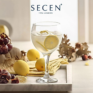 SECEN LONDON Wine Glass 6 PCS, 365 cc, Venezia Collection, 365 CC, Glasses Drinking Wedding Gift Set,Small Wine Glasses, Sturdy Wine Glasses, Perfect for Home,Parties and Restaurants