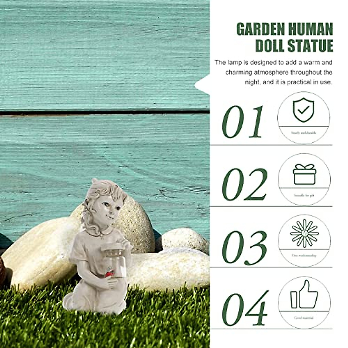 LIOOBO Solar Fireflies Solar Girl Statue Fairy Girl Garden Statue Solar Powered LED Light for Garden Decor Porch Lawn Art Decorations Housewarming Garden Gift