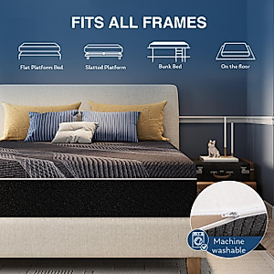 CH CHARME HOUSE Bamboo-Charcoal King Memory Foam Mattress 10 Inch, Liquid Gel Mattress for Cool Sleep and Relieve Pressure, Bed in a Box, Made in USA, 76”x80”x10”, Black