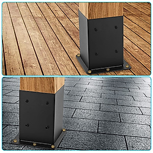 AXWHYS 4x4 Post Base 4 Pcs, (Inner Size 3.6x3.6) Post Anchors, 13GA Thick Solid Steel & Black Powder Coated,Deck Post Brackets Support Deck Base Plate Pergola Brackets Fence Kit Mailbox Mount