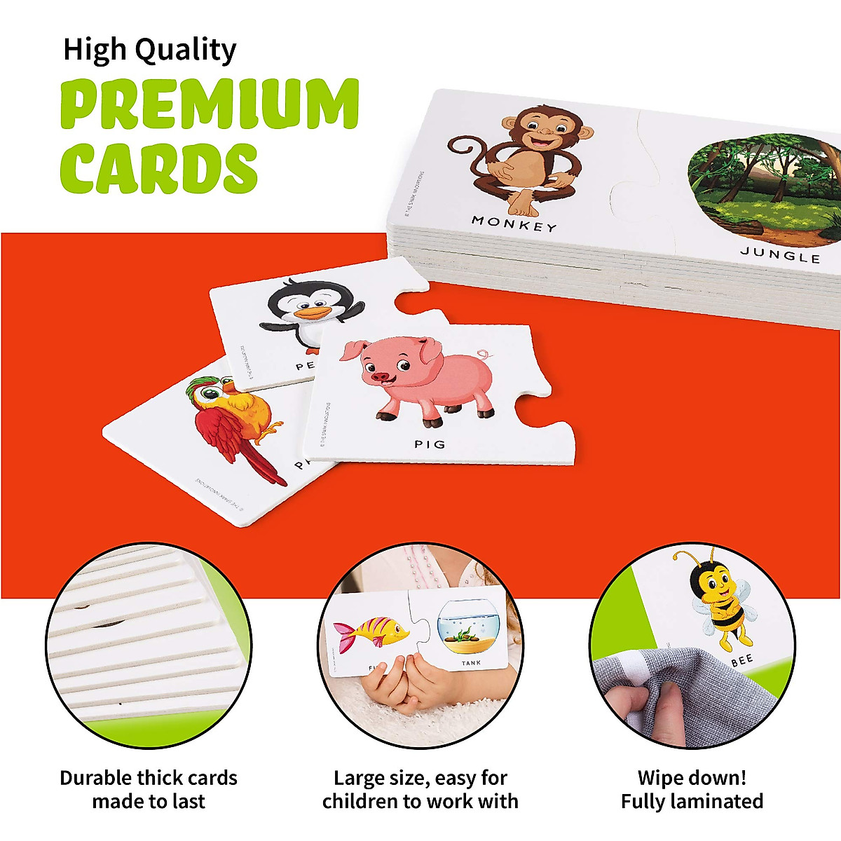 SPARK INNOVATIONS Animal Puzzles, Animal Games, Animal Matching Cards, Educational Games Childrens Puzzle for 3 Year Olds, Kids Puzzle, Preschool Games