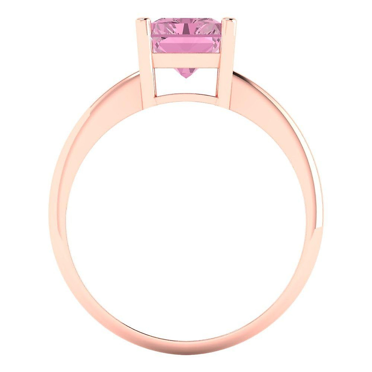 Clara Pucci 2.5ct Radiant Cut Solitaire Pink Simulated Diamond Wedding Bridal Designer Anniversary Engagement Ring Real 14k Rose Gold