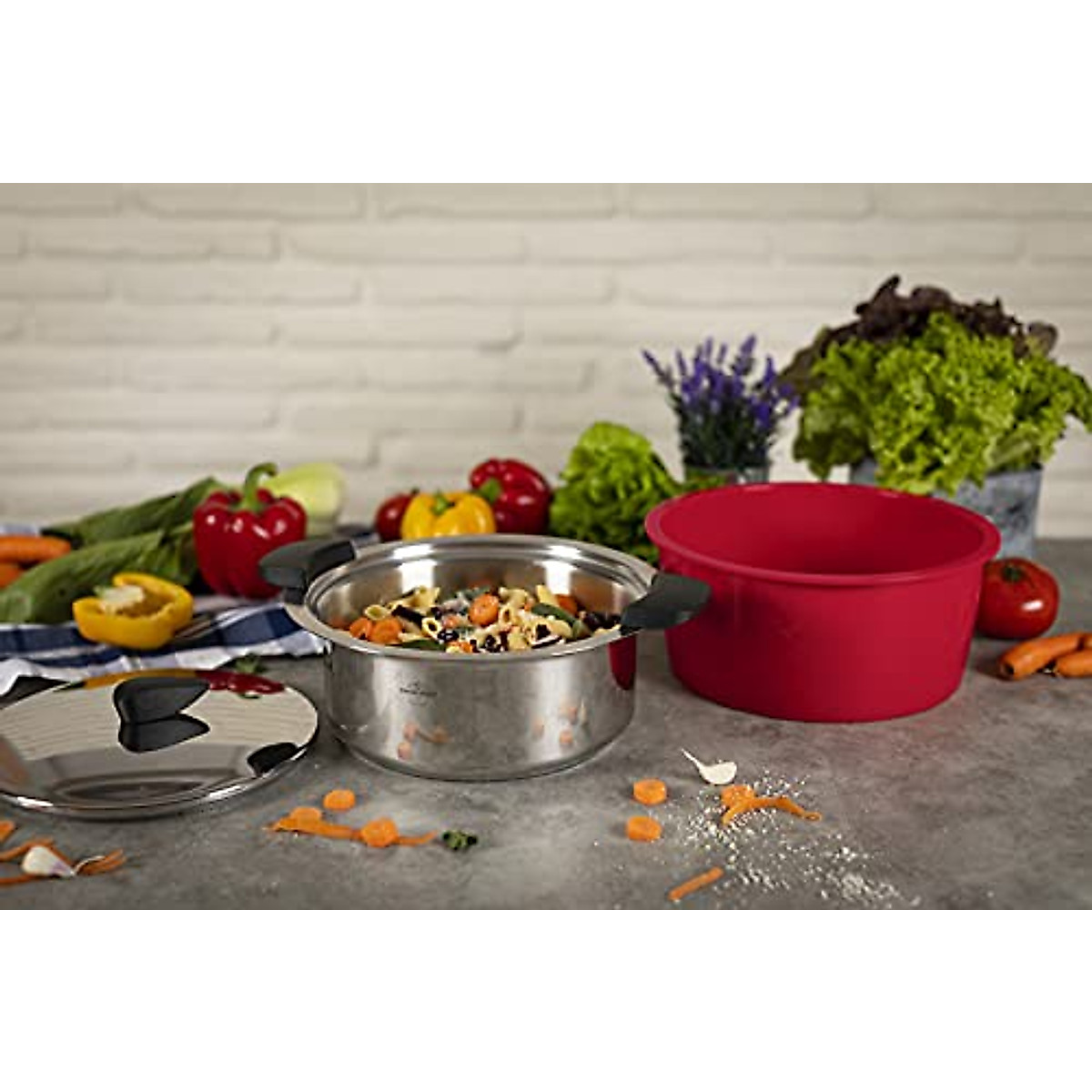 KUHN RIKON Hotpan Serving Casserole Pot, 2 Litre/18 cm, Red