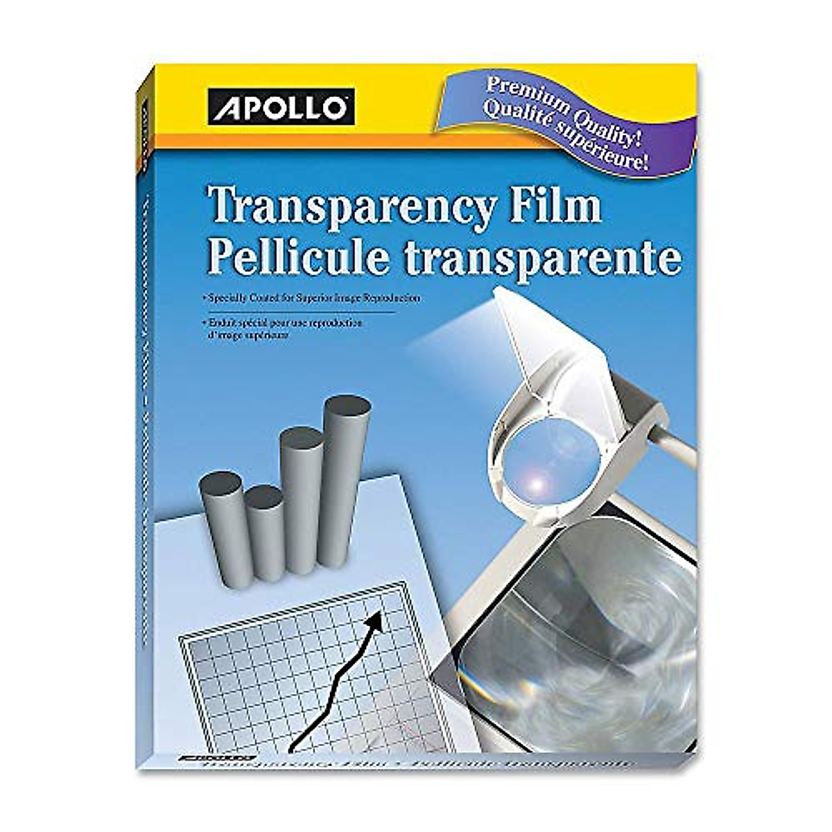 Apollo® Plain Paper Copier Transparency Film, Black On Clear With Strip, Box Of 100 Sheets