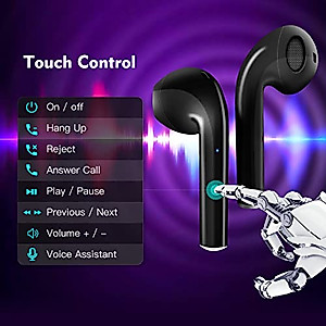 ATMPC Wireless Earbuds, Ear Buds with Touch Control and Wireless Charging Case, Built-in Microphone Black Ear Budsear Buds Suitable for Gym, Office, Bus