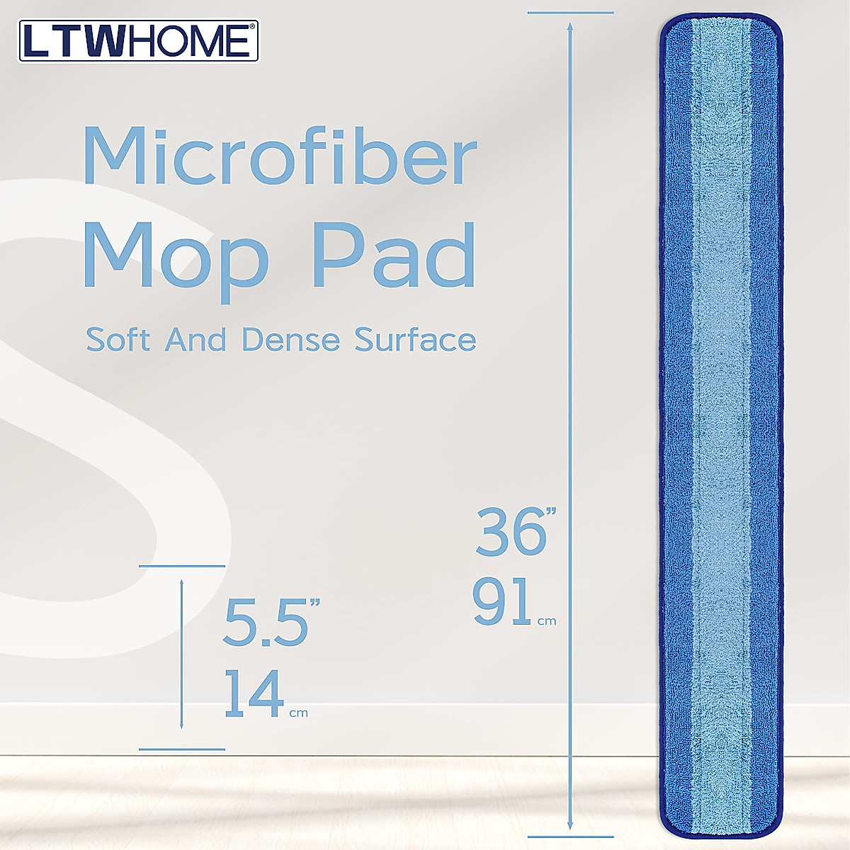 LTWHOME 36 Inch Microfiber Wet or Dry Mop Refill Pads for Hardwood Floor Commercial Supplies (Pack of 6)