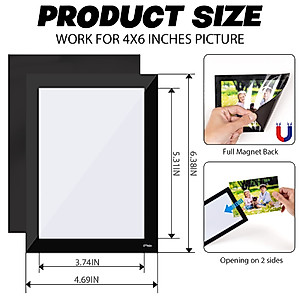 STTMGN Magnetic Picture Frames with Black Border(4"X6",10 Pack),Magnet Photo Frame Pockets/Postcard Holder,Decorations for home/office/school/Classroom/party