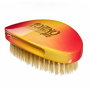 Torino Pro Curve Wave brush #157- Medium 100% Boar Bristle Curved 360 Wave Palm Brush - Great for laying down 360 waves and use before using wave cap or durag - Luxury wave brush for men 360