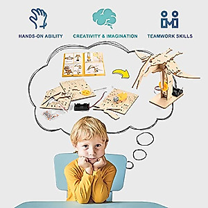 STEM Projects Kits for Kids Age 8-10-12, 4 in 1 3D Wooden Puzzles Dinosaur Craft for 6-8, Building Toys for Boys Ages 8-12, Wood Woodworking Model Kits, DIY Dino Robot Kit