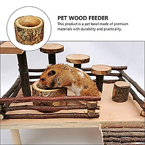 POPETPOP Hamster Wooden Food Bowl for Hedgehog Guinea- Pig Gerbil Squirrel Reptiles Chinchilla Ceramic Feeding Dish (Random Color)