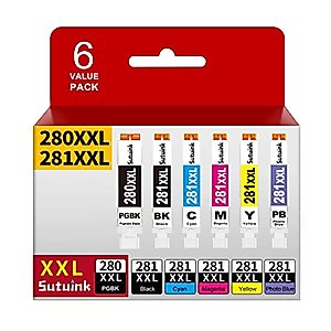 TS8322 Ink Cartridges Replacement for Canon Ink 280 281 PGI-280XXL CLI-281XXL 280XXL 281XXL Compatible Use to Canon TS8222 TS8322 TS8200 TS8220 TS8300 TS8100 TS9120 TS9100 TS8320 TS8120 (6 Value Pack)