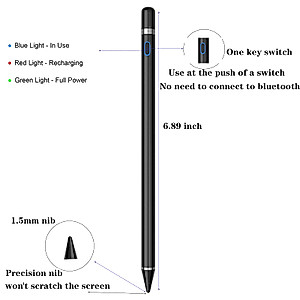 Stylus Pens for Touch Screens, Active Stylus Pens for Samsung iPhone,LG,ipad, Smart Phone and Tablets Drawing&Writing (Black)