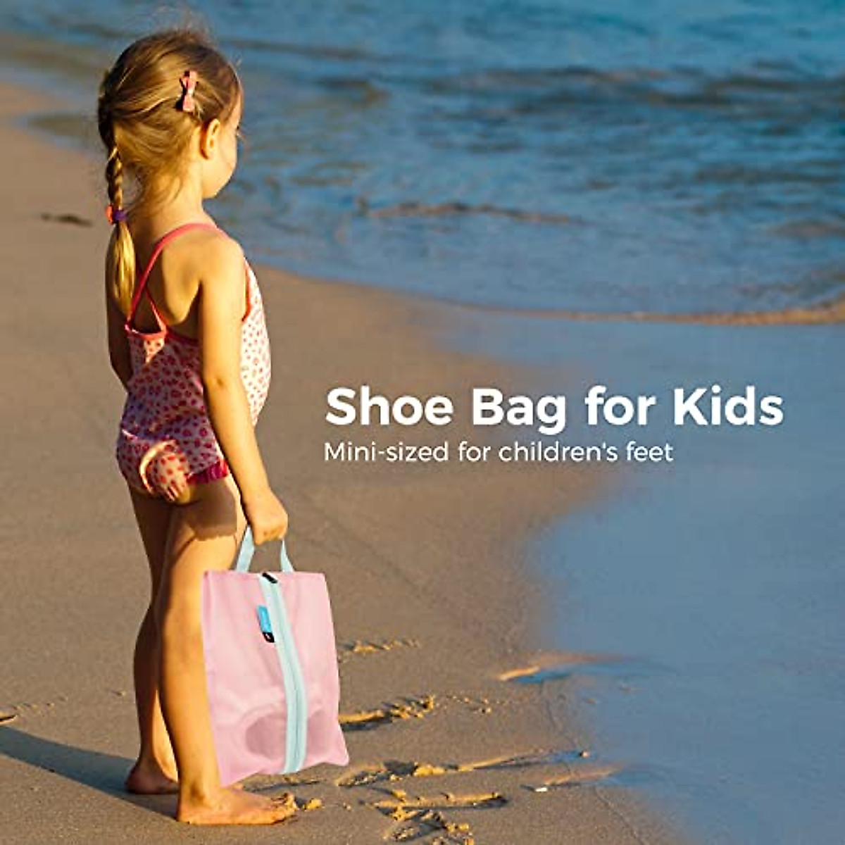 pack all Water Resistant Kids Shoe Bag for Travel, Storage Organizer Shoe Pouch with Zipper, Cute for Unisex-Child, Girls, Boys,Toddlers(Pink)