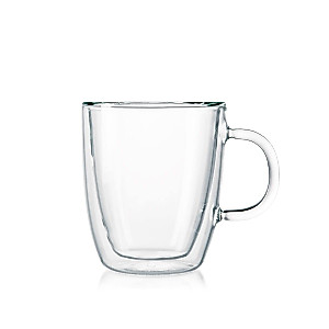 Bodum 10oz Bistro Double Wall Insulated Mug, High-Heat Borosilicate Glass, Set of 6, Clear