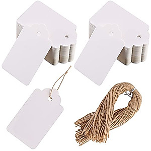 Paper Tags Gift Hang Tags with String 200pcs White