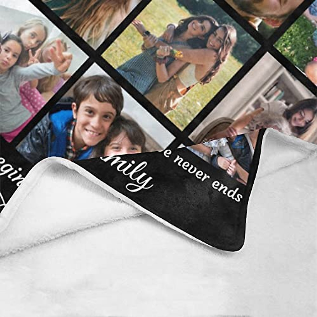 HUGLAZY Customizable Blanket for Family 9 Photos Customized Blankets with Photos Text Personalized Picture Collages Throw Blankets Gift for Women Valentines Day Decor Souvenirs Birthday